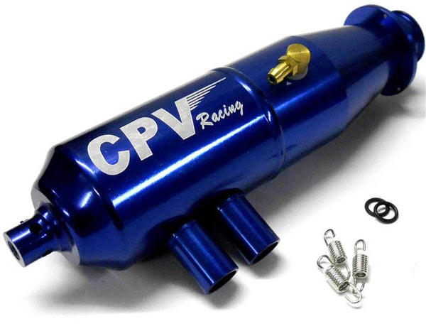 51911B 1/10 Scale RC Alloy Blue Adjustable Exhaust Pipe Muffler Two Ch ...