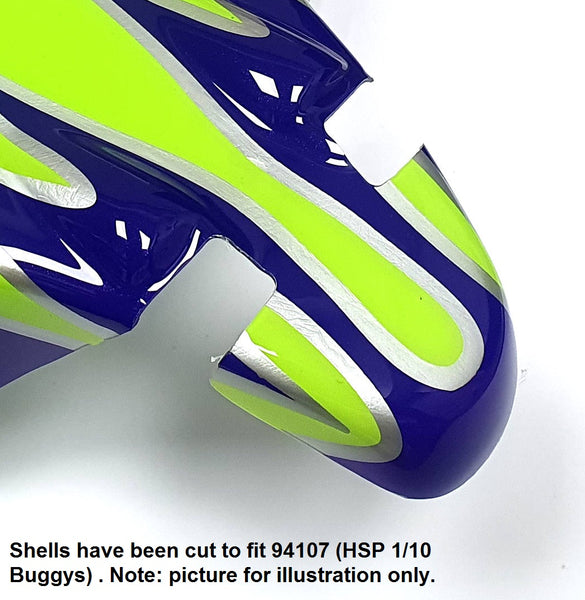 06027 66001 Off Road Nitro RC 1/10 Buggy Body Shell Flame V3 Cut ...